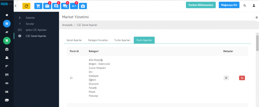 C2C Form Ayarları - RGS Destek