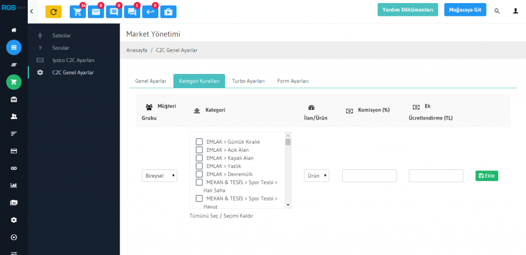 C2C Form Ayarları - RGS Destek