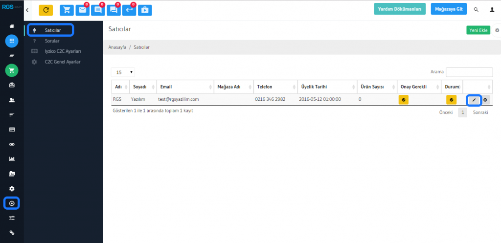 C2C Form Ayarları - RGS Destek