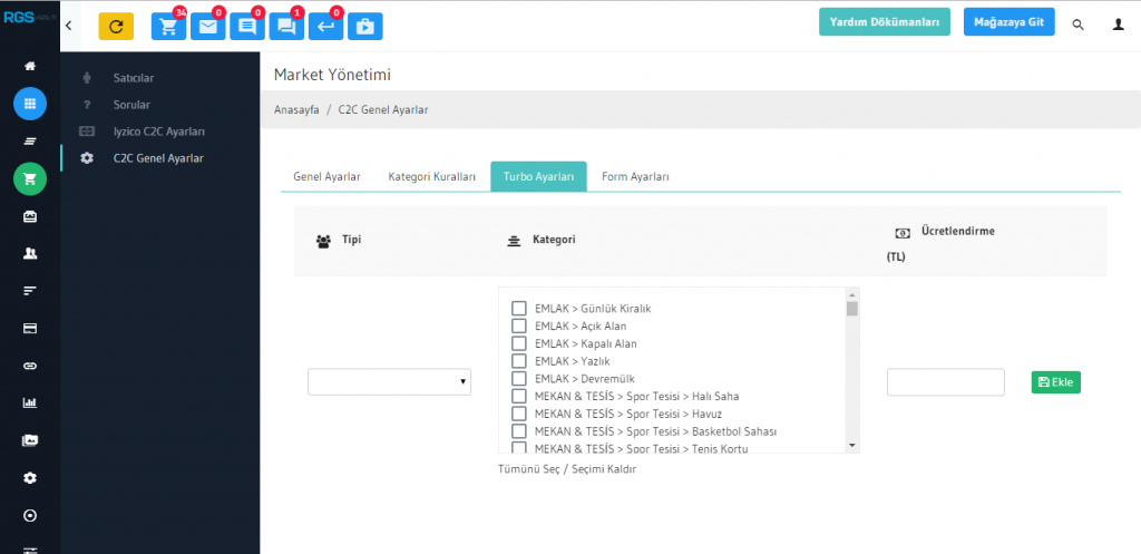 C2C Form Ayarları - RGS Destek